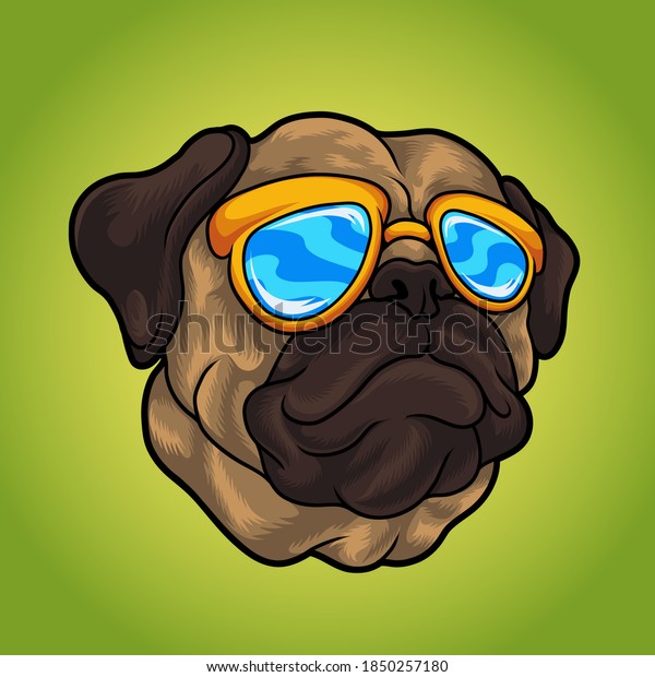 Happy Summer Pug Vector Illustration Stock Vector (Royalty Free ...
