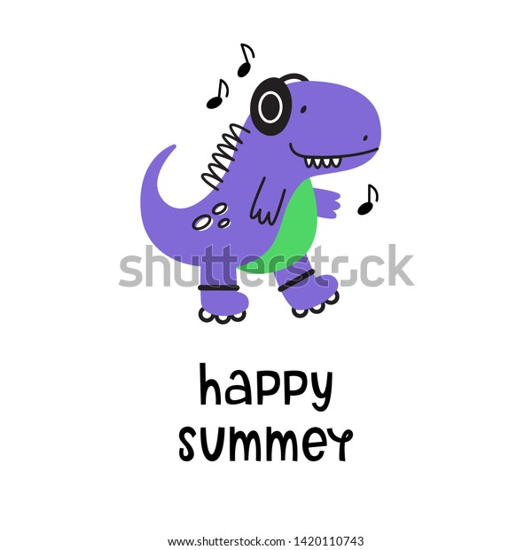 Happy Summer Vector Illustration Dinosaur On Stock Vector (Royalty Free ...