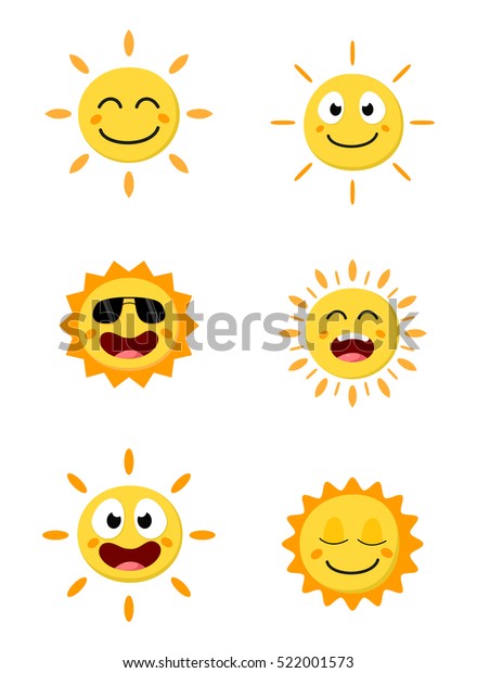 Happy Sun Cartoon Set Stock Vector (Royalty Free) 522001573 | Shutterstock