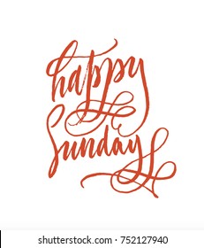Happy Sunday Vector Calligraphy Handwriting Inscription Stock Vector ...