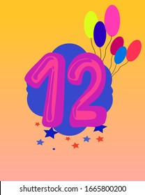 Happy Symbol Vector Number 12 Cartoon Stock Vector (Royalty Free ...