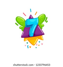 Happy Symbol Vector Number 7 Cartoon Stock Vector (Royalty Free ...