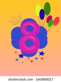 Happy Symbol Vector Number 8 Cartoon Stock Vector (Royalty Free ...