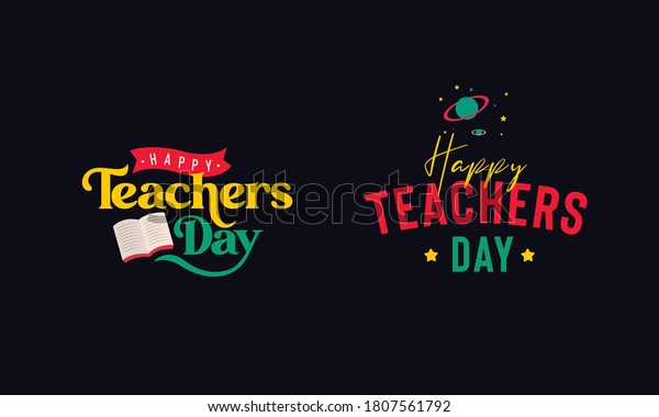 Happy Teachers Day Vector Typography Set Stock Vector (Royalty Free ...