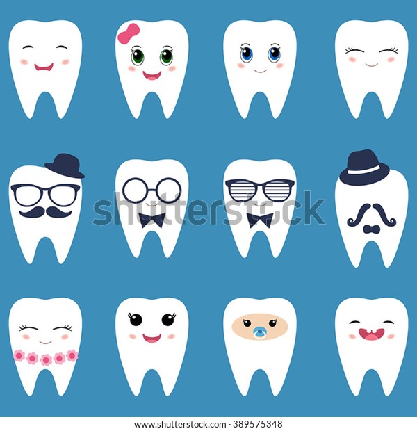Happy Teeth Set Illustration Children About Stock Vector (Royalty Free ...