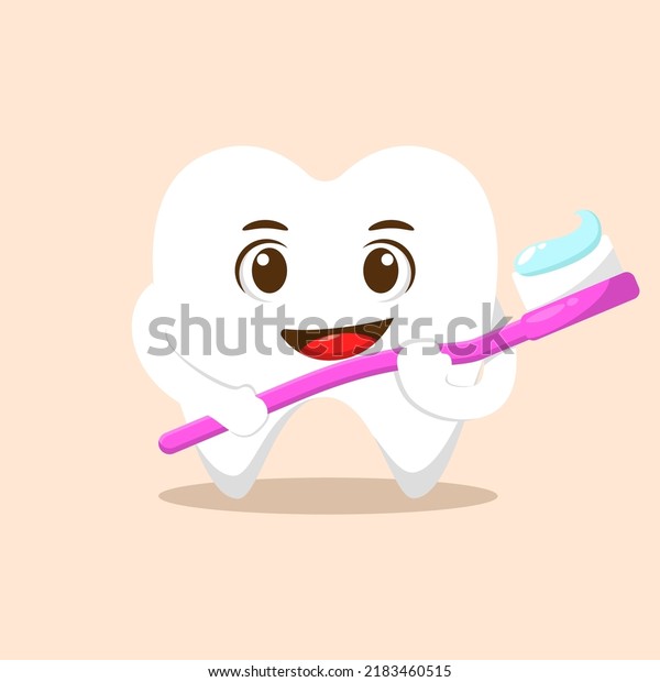 Happy Teeth Toothbrush Cartoon Vector Illustration Stock Vector ...