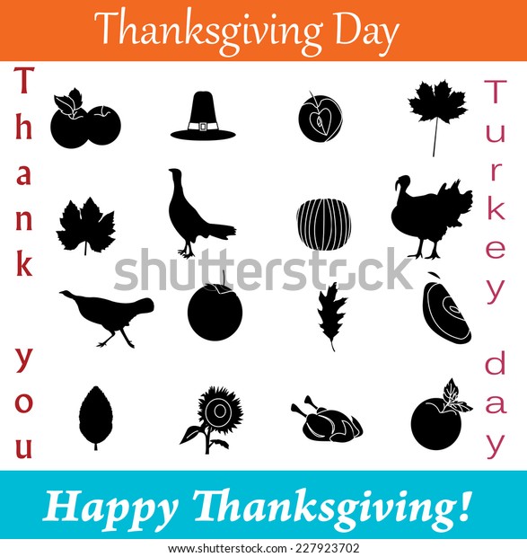 Happy Thanksgiving Icon Set Stock Vector (Royalty Free) 227923702 ...
