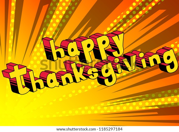 Happy Thanksgiving Vector Illustrated Comic Book Stock Vector (Royalty ...