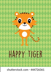 Happy Tiger Card Stock Vector (Royalty Free) 444726361 | Shutterstock