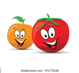 Happy Tomato Orange Faces Stock Vector (Royalty Free) 371256151 ...