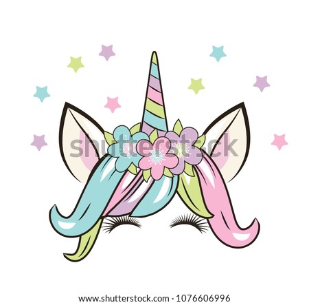 Happy Unicorn Face Flowers Vector Stock Vector (Royalty Free ...