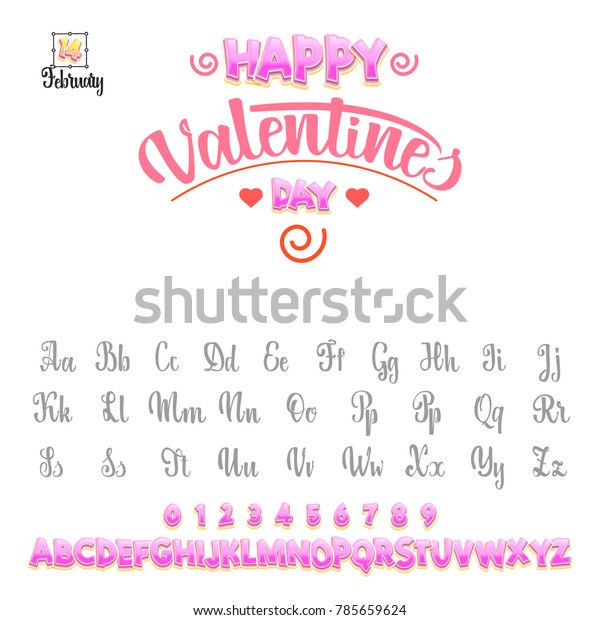 Happy Valentines Day Font Vector Alphabet: เวกเตอร์สต็อก (ปลอดค่า ...