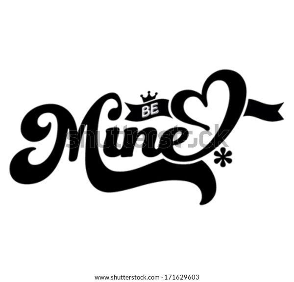 Happy Valentines Day Typography Be Mine Stock Vector (Royalty Free ...