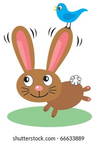 Happy Vector Cartoon Rabbit Big Ears Stock Vector (Royalty Free) 66633889