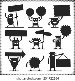 Happy Vector Characters Holding Signs Signs Stock Vector (Royalty Free ...