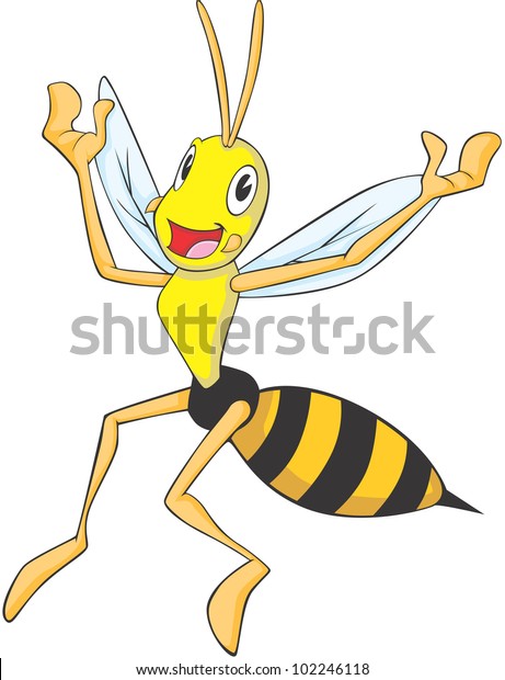 Happy Wasp Cartoon Stock Vector (Royalty Free) 102246118