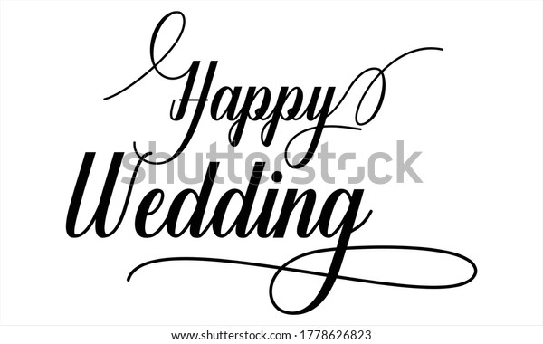 Happy Wedding Calligraphy Retro Hand Written 库存矢量图（免版税）1778626823