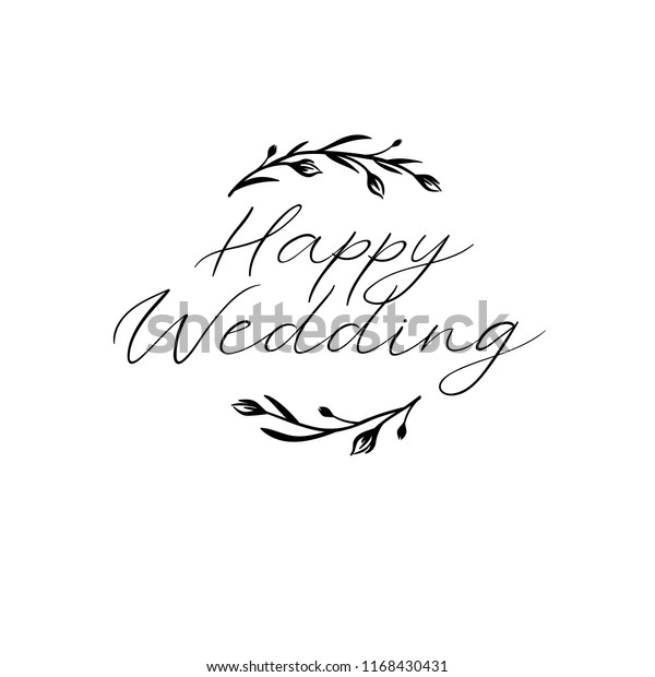 Happy Wedding Hand Lettering Text Calligraphy Stock Vector (Royalty ...