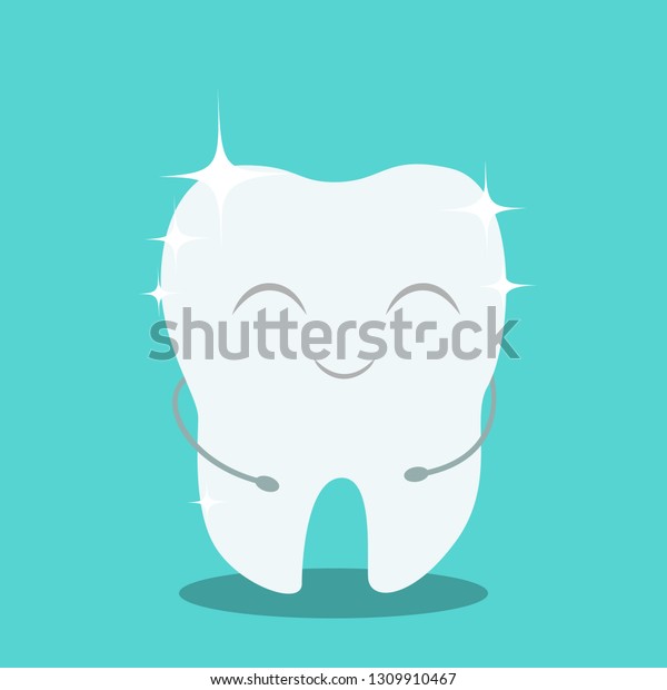 Happy White Shiny Tooth Idea Dental Stock Vector (Royalty Free) 1309910467