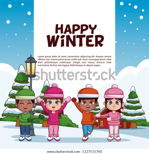 Happy Winter Poster Stock Vector (Royalty Free) 1127515760 | Shutterstock