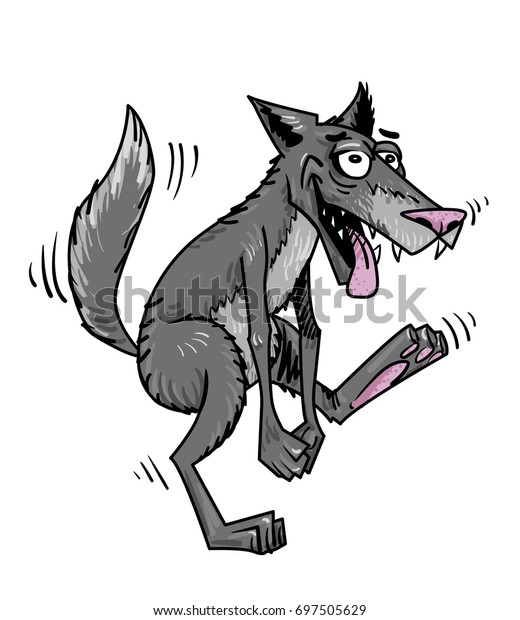 Happy Wolf Dancing Cartoon Hand Drawn Stock Vector (Royalty Free ...
