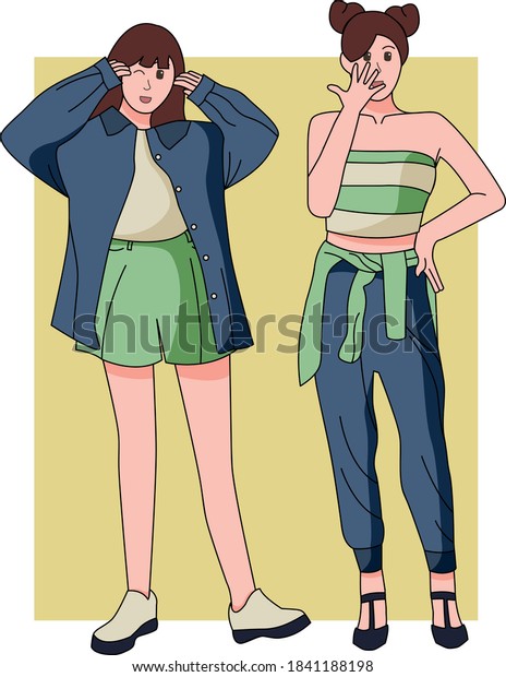 Happy Women Vector Illustration Set Stock Vector (Royalty Free ...