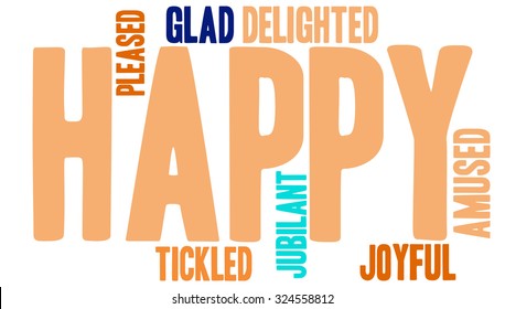 Happy Word Cloud On White Background Stock Vector (Royalty Free ...