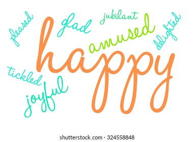 Happy Word Cloud On White Background Stock Vector (Royalty Free ...