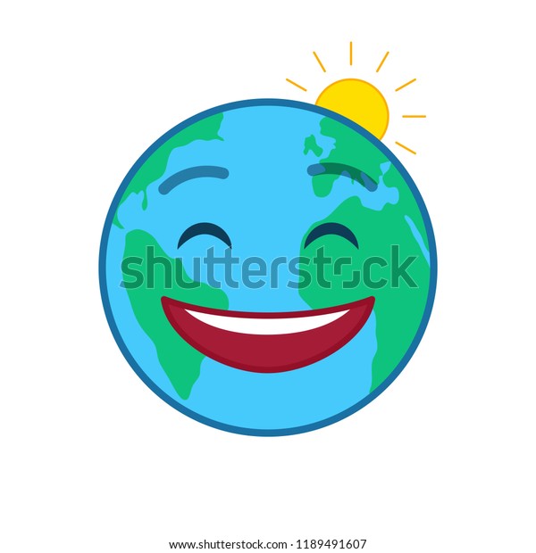 Happy World Globe Isolated Emoticon Joyful Stock Vector (Royalty Free ...