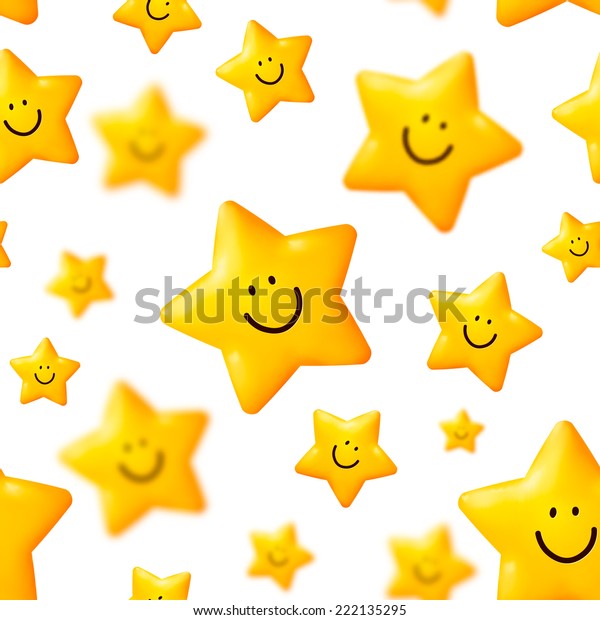 Happy Yellow Stars Vector Seamless Pattern Stock Vector (Royalty Free ...