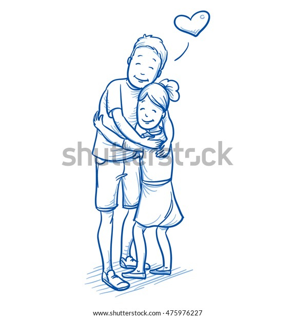 Happy Young Boy Hugging His Younger Stock Vector (Royalty Free) 475976227