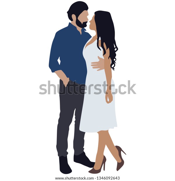 Happy Young Couple Vector Illustration Young Stock Vector (Royalty Free ...