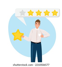 Happy Young Man Giving Five Star Stock Vector (Royalty Free) 2210506577 ...