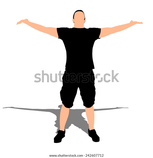 Happy Young Man Spreading His Arms Stock Vector Royalty Free 242607712