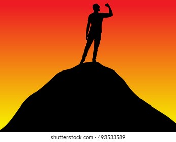 Stick Figure Man Climbs Mountain Peak Stock Vector (Royalty Free ...