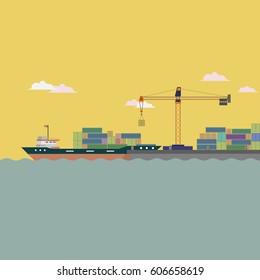 Harbor Ship Background Design Stock Vector (Royalty Free) 600870938 ...