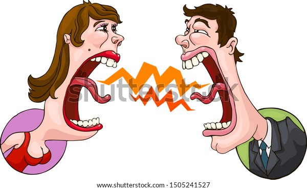 Hard conversation. Two angry arguing with each other.A woman and a man ...