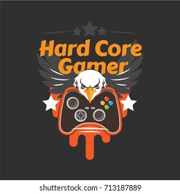 Hard Core Gamer Logo Eagle Wings Stock Vector (Royalty Free) 713187889 ...