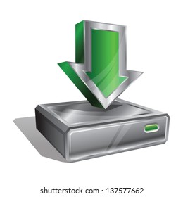 Hard Disk Green Arrow Symbol Download: vector de stock (libre de ...