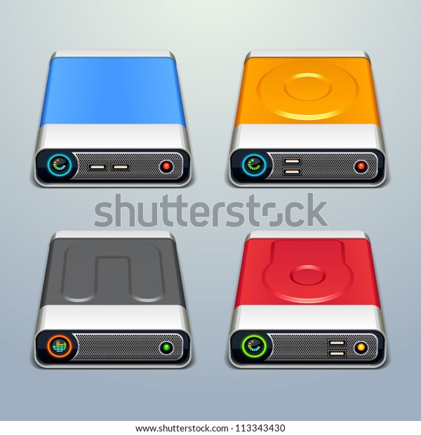 Hard Drive Icons Stock Vector (Royalty Free) 113343430