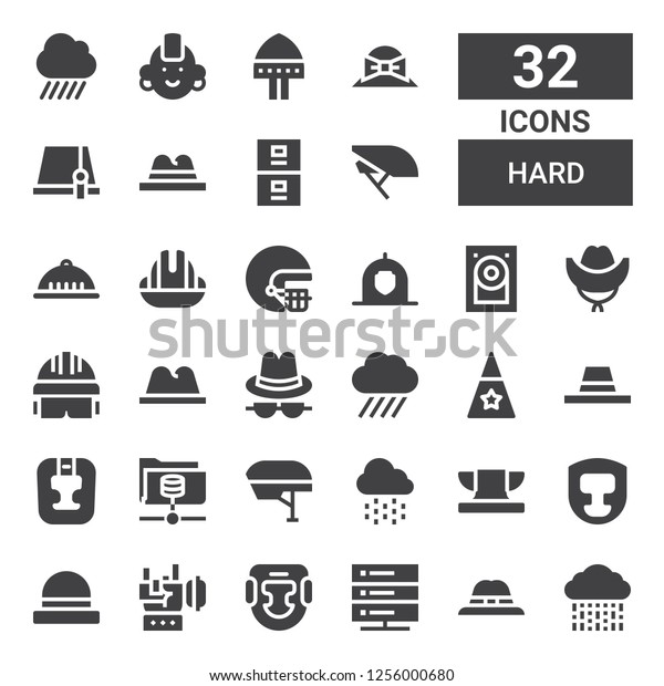 Hard Icon Set Collection 32 Filled Stock Vector (Royalty Free ...