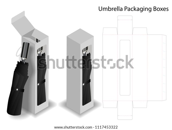 Hard Paper Box Umbrella Packaging Dieline Stock Vector (Royalty Free ...