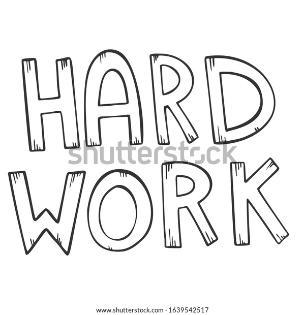 Hard Work Lettering Line Art Style Stock Vector (Royalty Free ...
