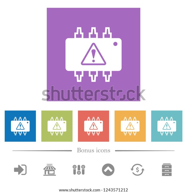 Hardware Malfunction Flat White Icons Square Stock Vector (Royalty Free ...