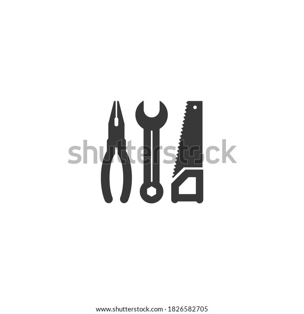 Hardware Tool Icons Isolated Black White Stock Vector (Royalty Free ...