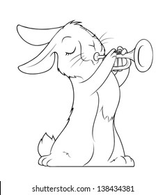 Hare Playing Trumpet Vector Illustration Isolated Stock Vector (Royalty ...