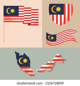 Hari Merdeka Flags Malaysia Icon Set Stock Vector (Royalty Free ...