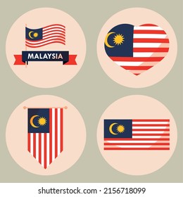 Hari Merdeka Malaysia Flags Set Stock Vector (Royalty Free) 2156718099 ...