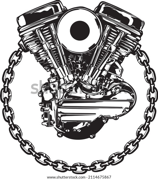 Harley Davidson Motorcycle Panhead Engine Stock-vektor (royaltyfri ...