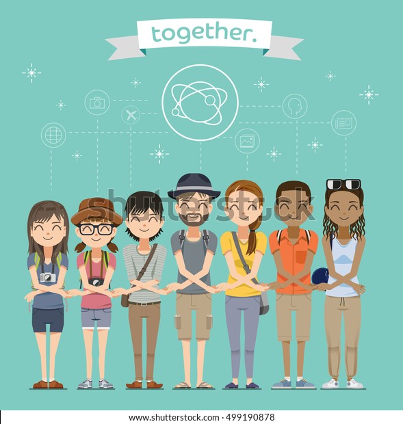 Harmony Friend Worlddifference Nationality Live Together Stock Vector ...